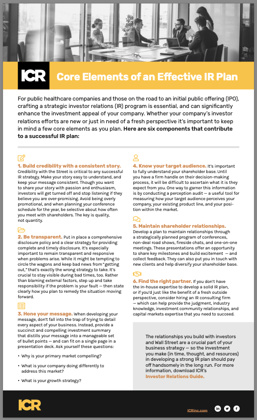 6 Core Elements of an Effective IR Plan | ICR